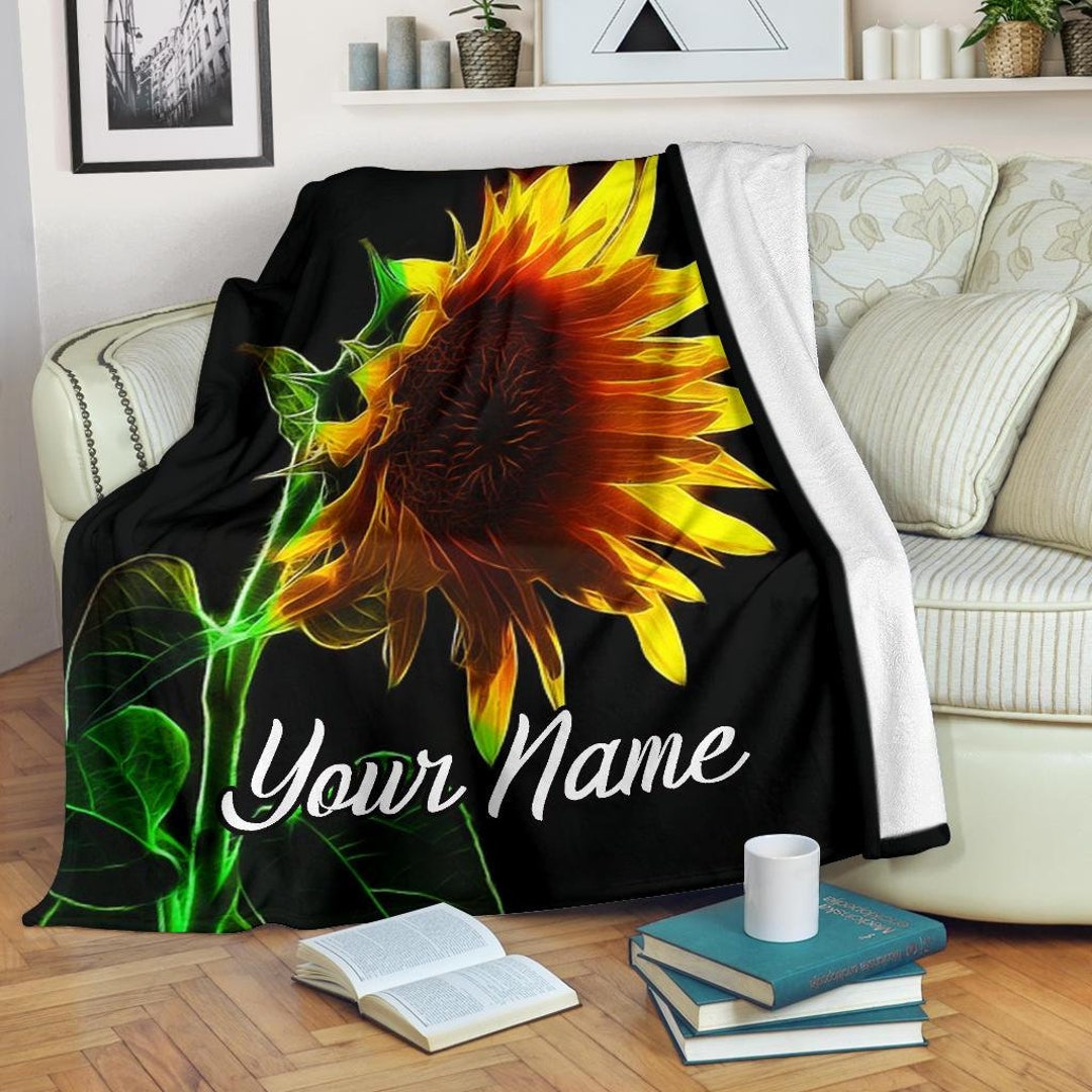 Sunflower Custom Name Blanket, Sunflower Throw Blanket, Sunflower ...