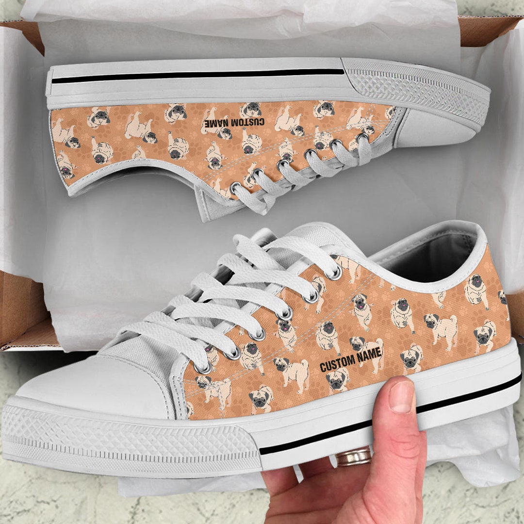 Custom Name Pug Low Top Sneakers: Dog Owner Gift - Etsy