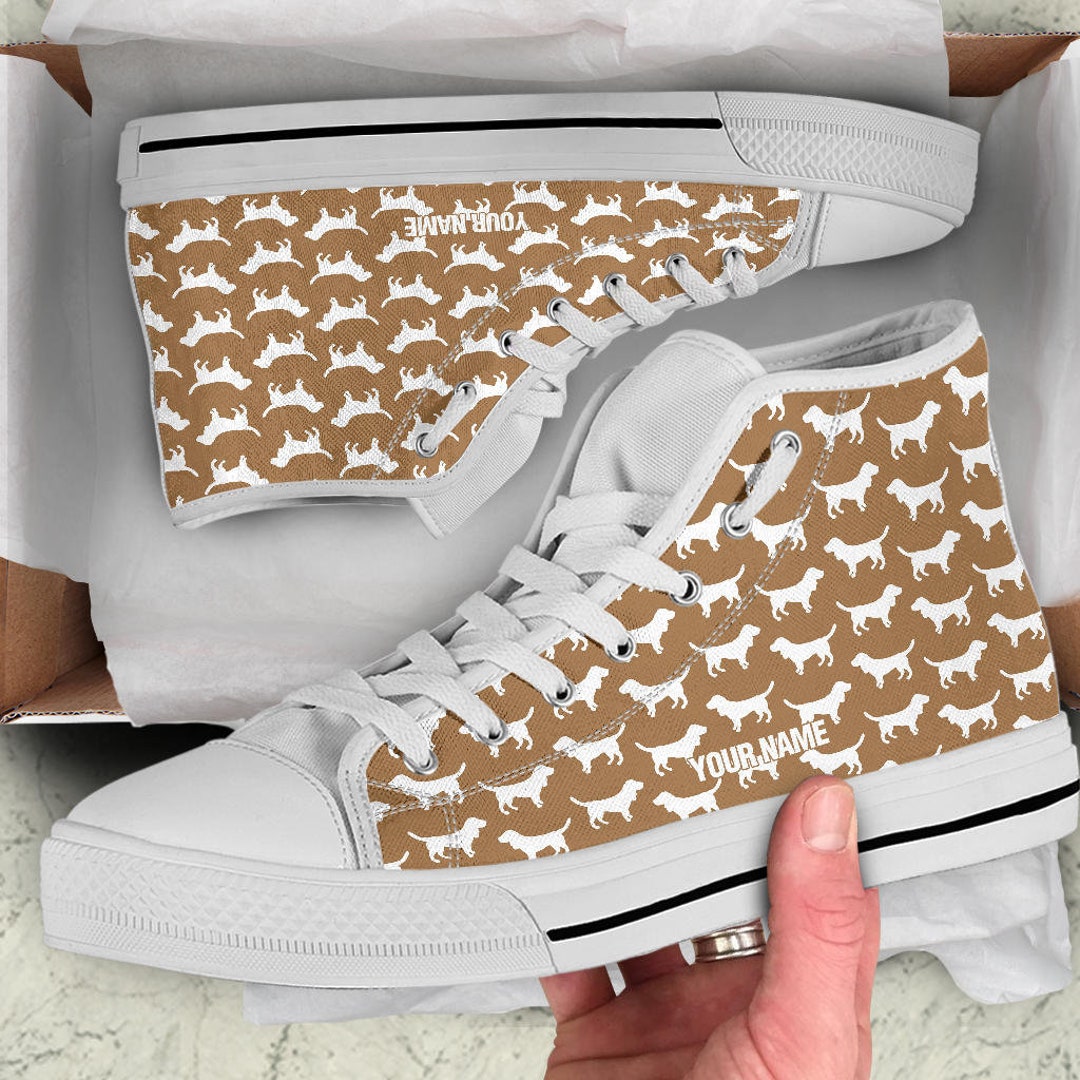 Basset Hound Dog Custom Name High Top Sneakers / Basset Hound High Top ...