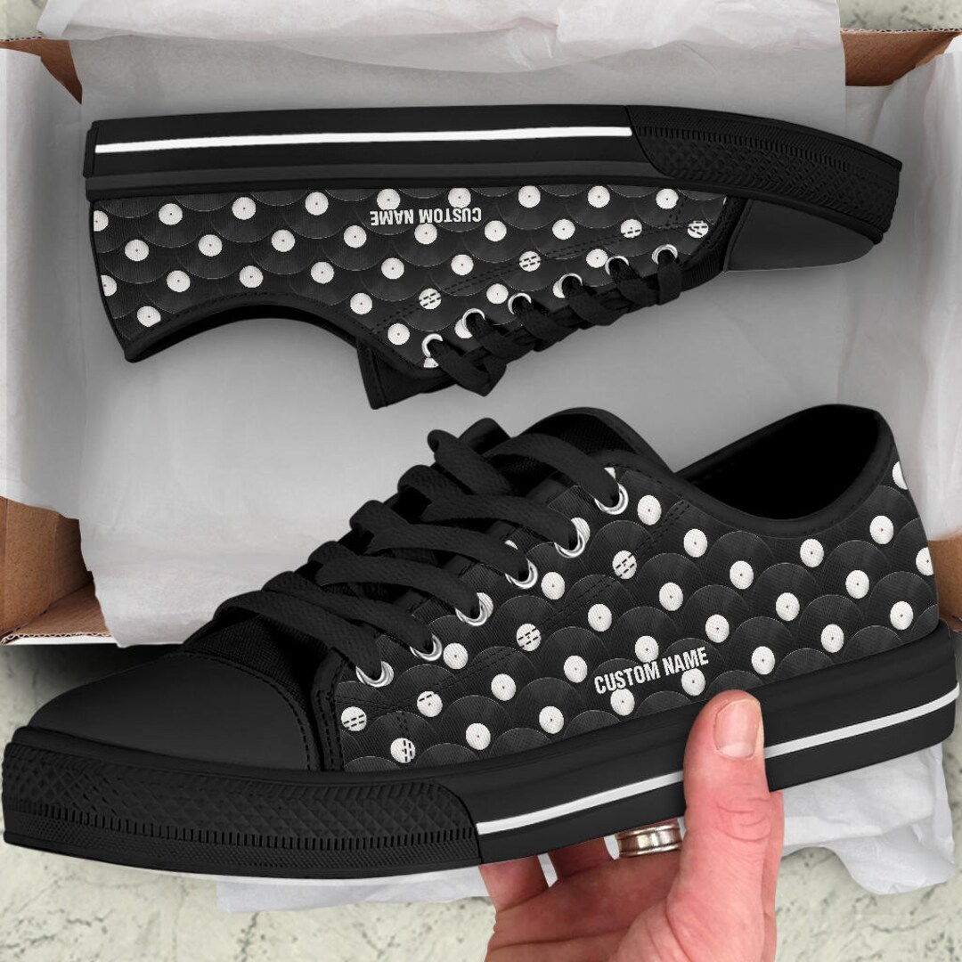 DJ Vinyl Custom Name Sneakers / Vinyl Low Top Shoes / Vinyl Low Top ...