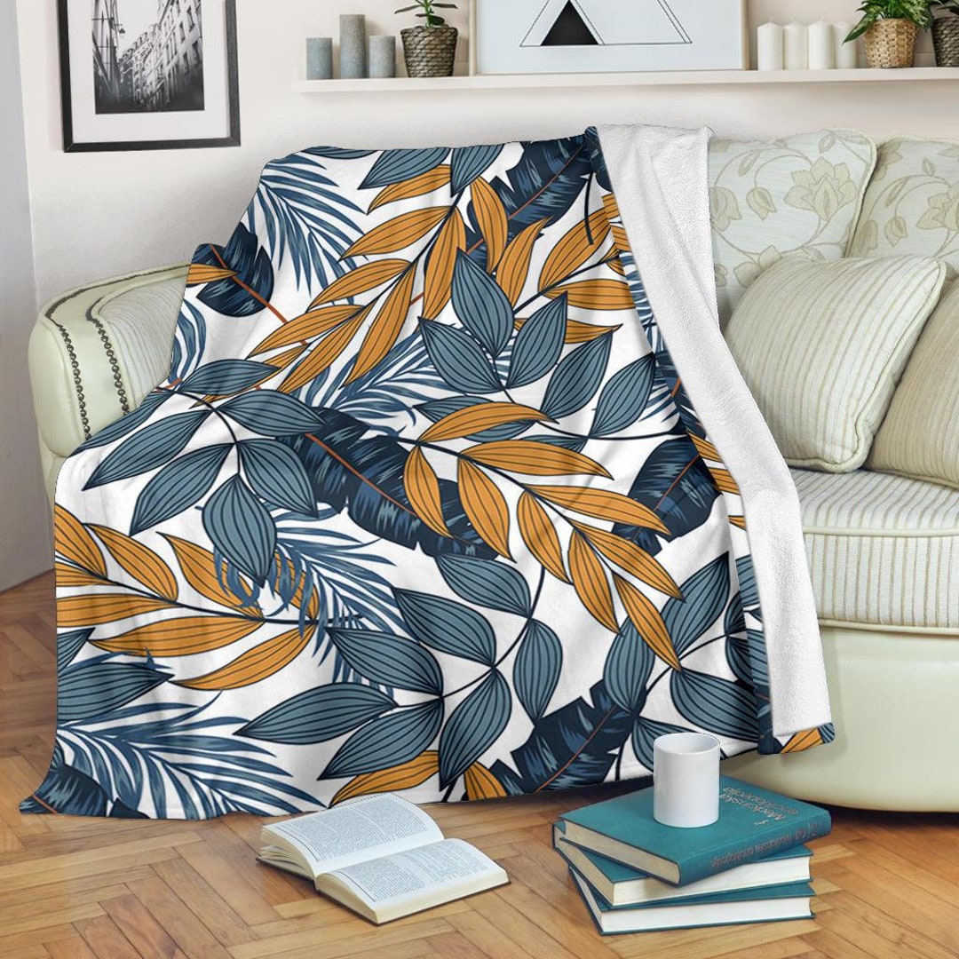 Tropical Leaves Blanket / Tropical Throw Blanket / Tropical Cozy ...
