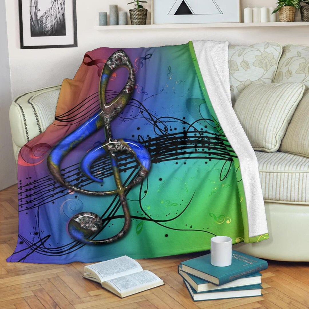 Treble Clef Blanket / Music Notes Blanket / Music Throw Blanket / Music ...