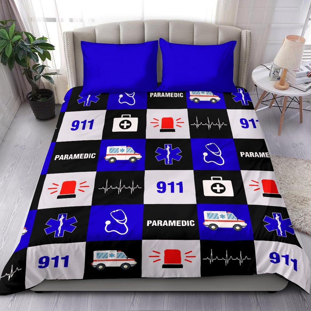 Paramedic Duvet Cover and Pillow Covers EMT Bedding Set EMS Bed Cover ...