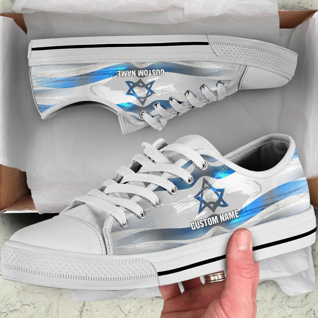 Israel Flag Custom Name Sneakers / Israel Low Top Shoes / Israel Low ...