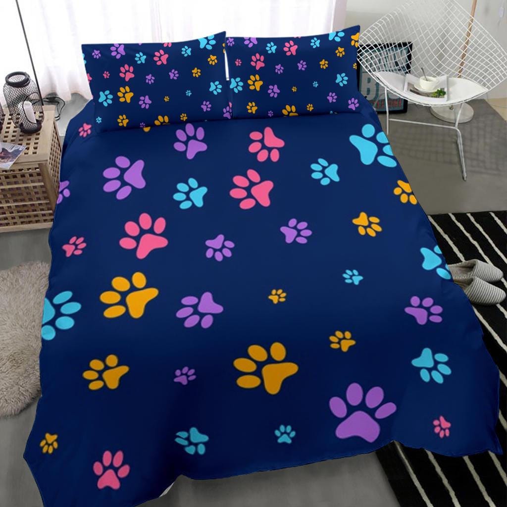 Paw Print Duvet Cover and Pillow Covers Paw Print Bedding - Etsy