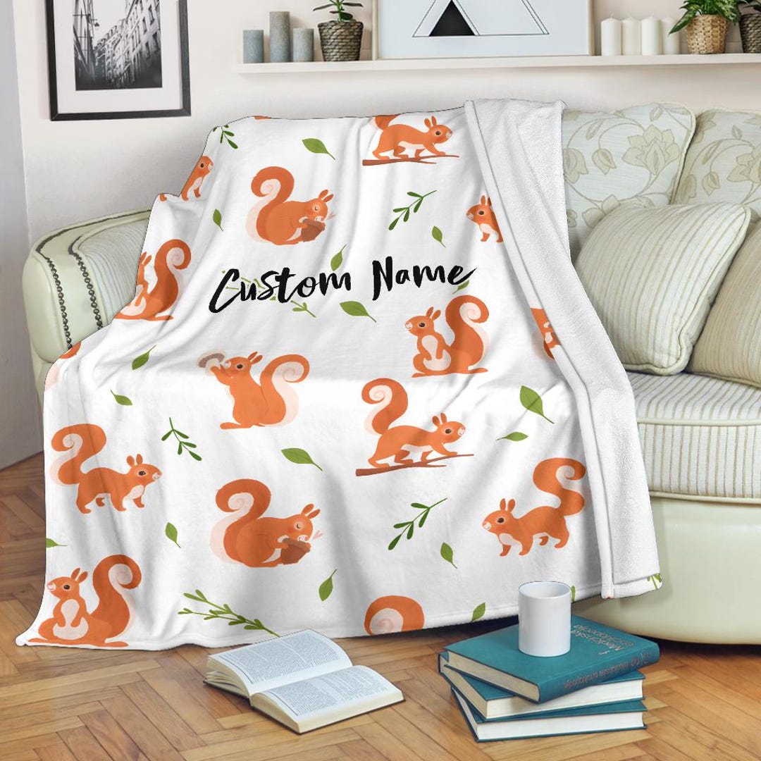 Squirrel Custom Name Blanket / Squirrel Throw Blanket / Squirrel Fleece ...