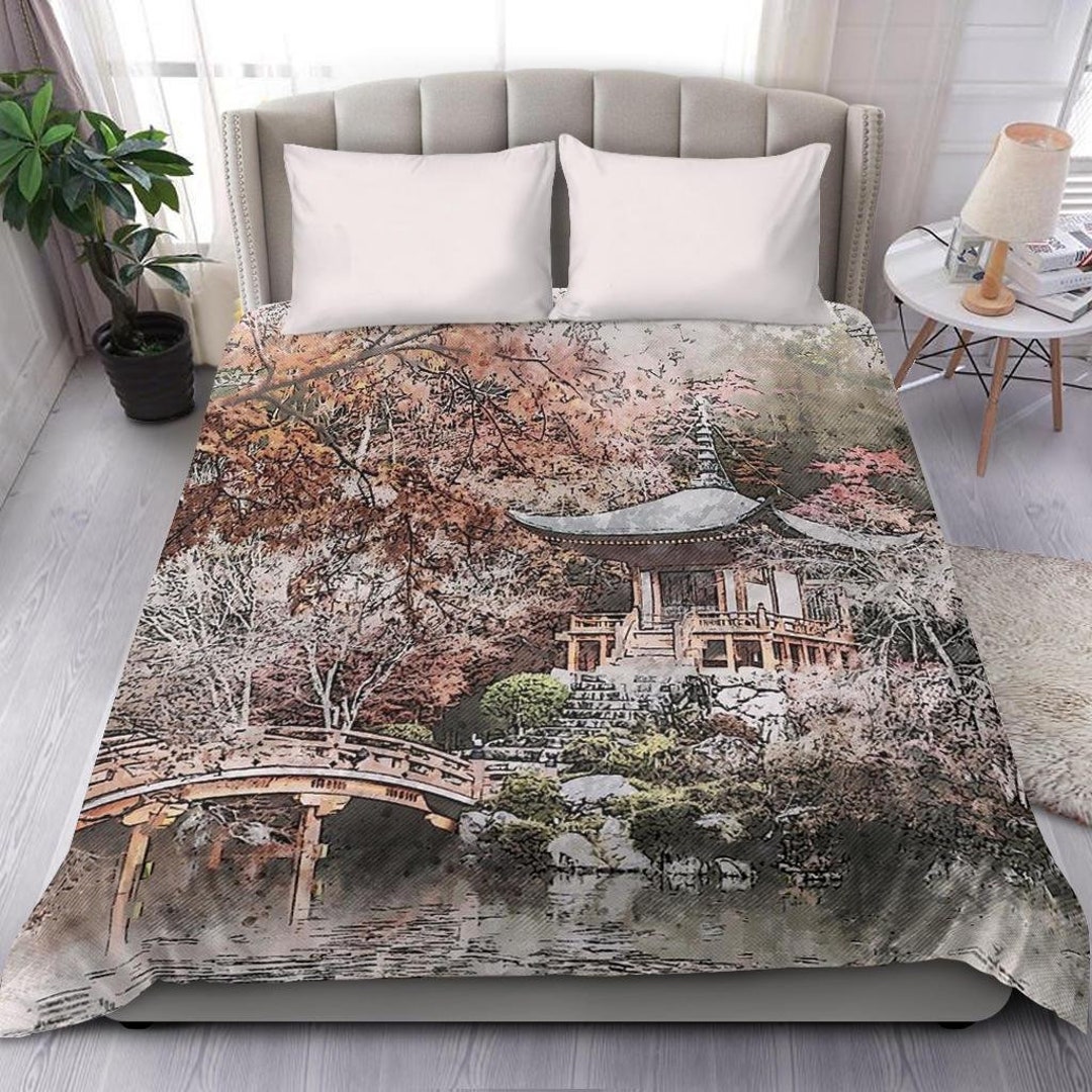 Kyoto Duvet Cover and Pillow Covers Japan Bedding Set Kyoto Bed Cover ...
