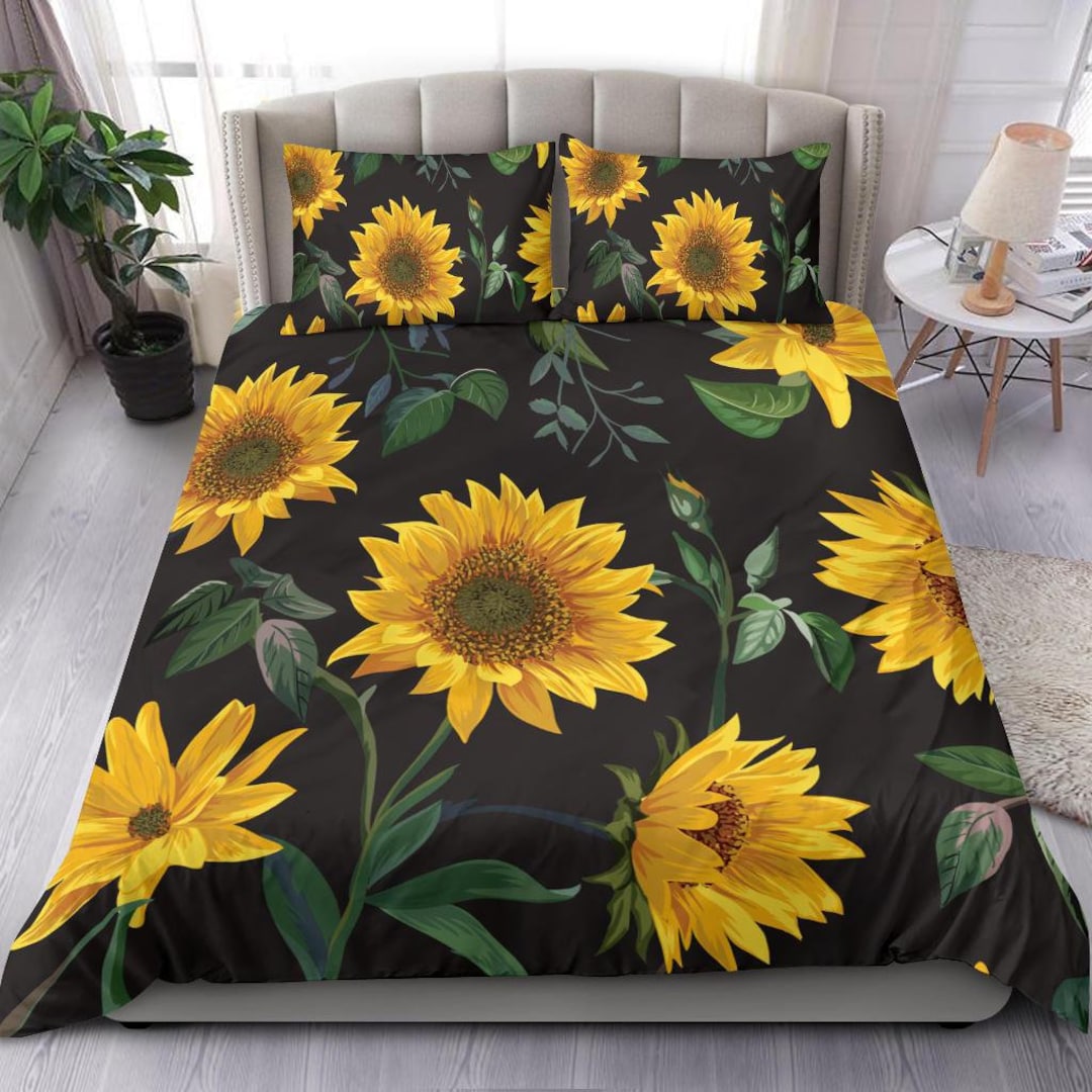 Sunflowers Duvet Cover and Pillow Covers - Sunflowers Bedding Set ...