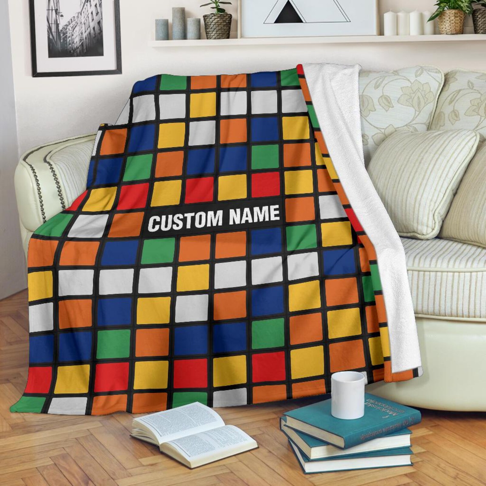 Rubik's Cube Custom Name Blanket / Magic Cube Throw Blanket / Speed ...