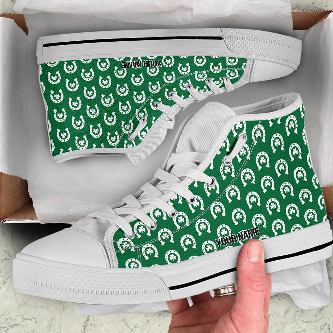St Patrick Custom Name High Top Sneakers / St Patrick Custom Print ...