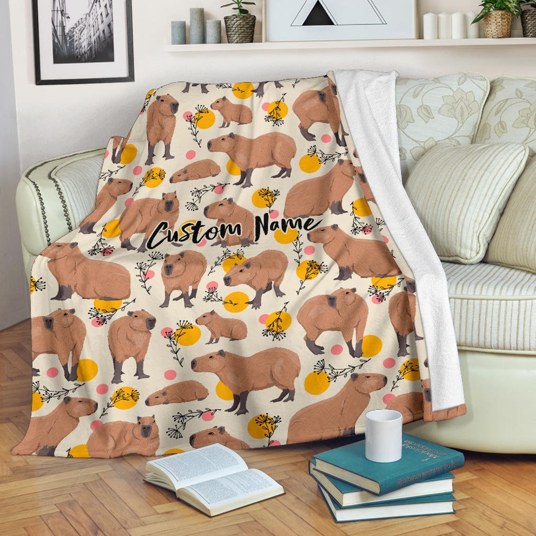 Capybara Custom Name Blanket / Capybara Fleece Blanket / Capybara Throw ...