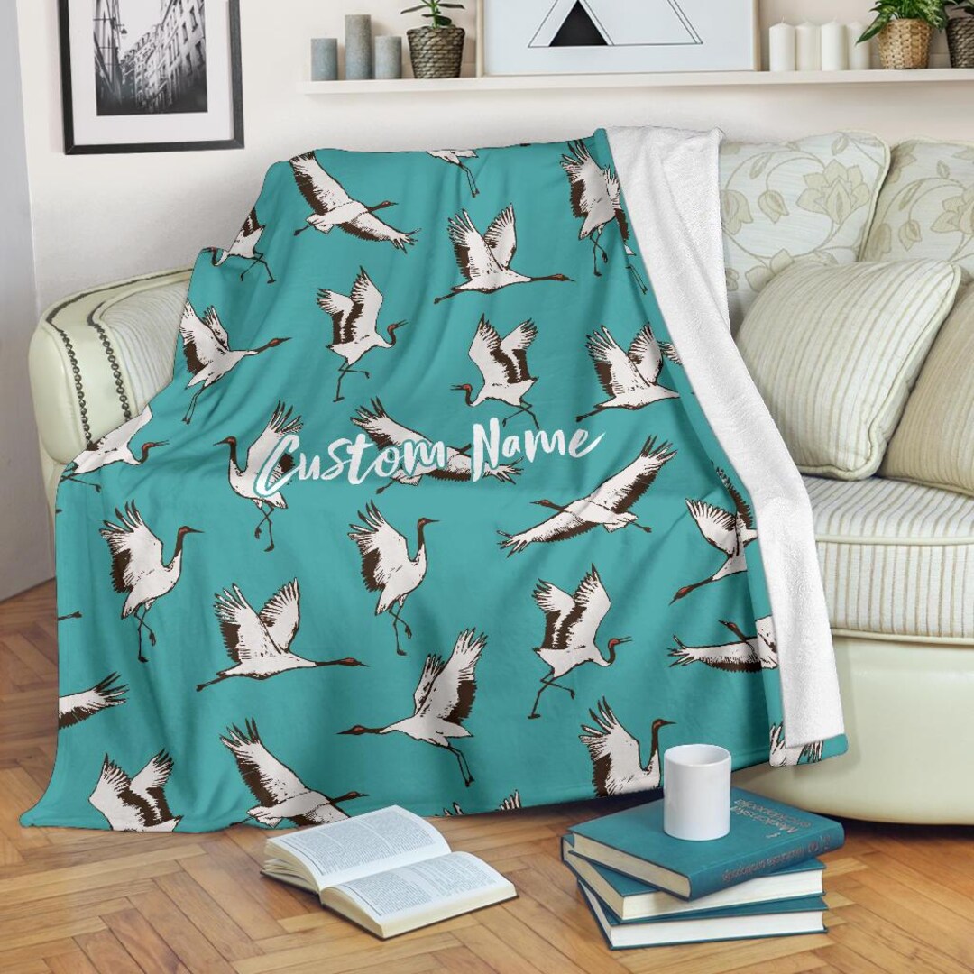 Crane Bird Custom Name Blanket / Cranes Throw Blanket / Cranes Fleece ...