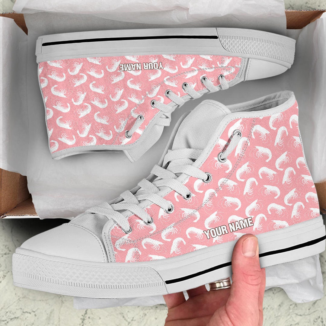 Shrimp Custom Name High Top Sneakers / Shrimp High Top Shoes / Shrimp ...