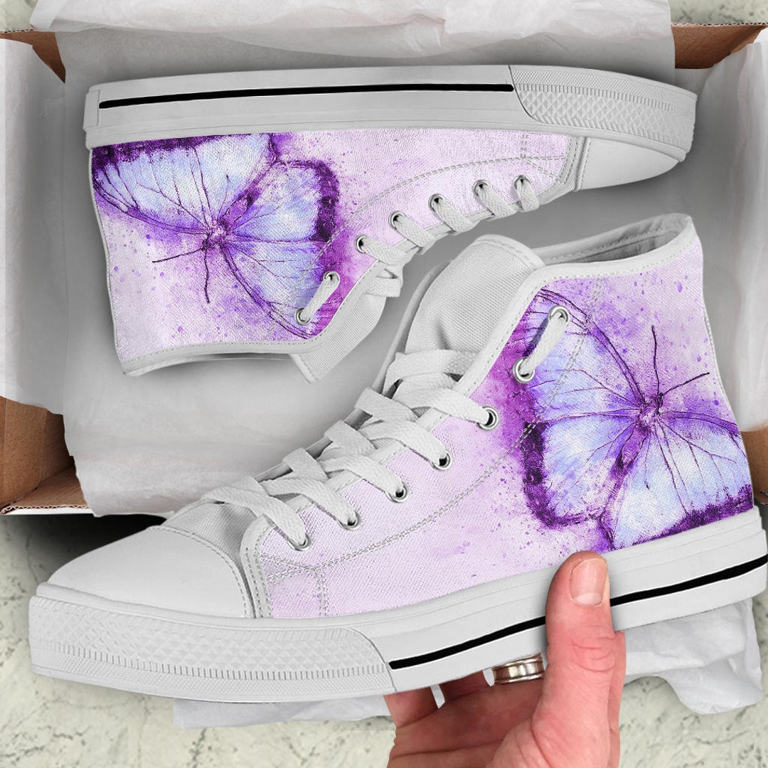Butterfly High Top Sneakers / Butterfly High Top Shoes / Butterfly ...