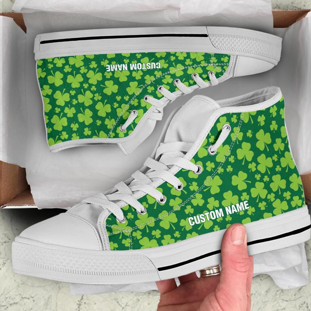 St Patrick Custom Name High Top Sneakers / St Patrick Custom Print ...