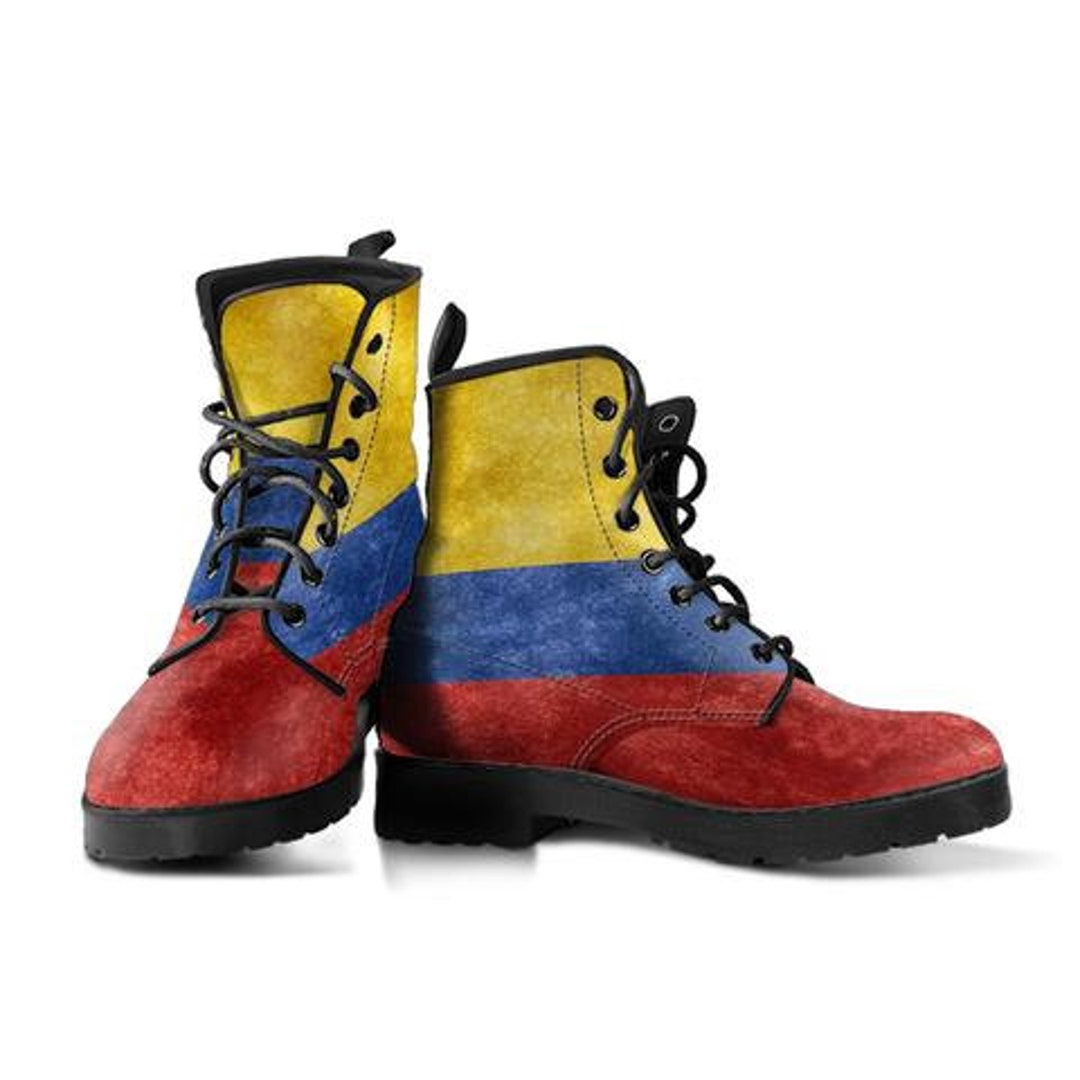 Colombian Flag Leather Boots, Colombia Handcrafted Custom Print ...