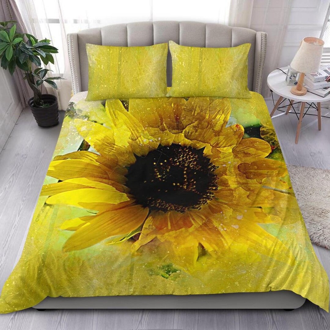 Sunflower Bedding Set: Brushed Polyester Duvet and Pillow Covers - Etsy