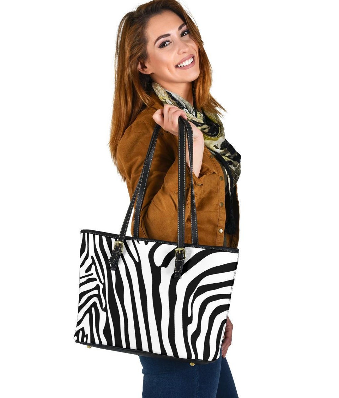 Zebra Handbag Leather Tote Bag Double-sided Print for Her - Etsy