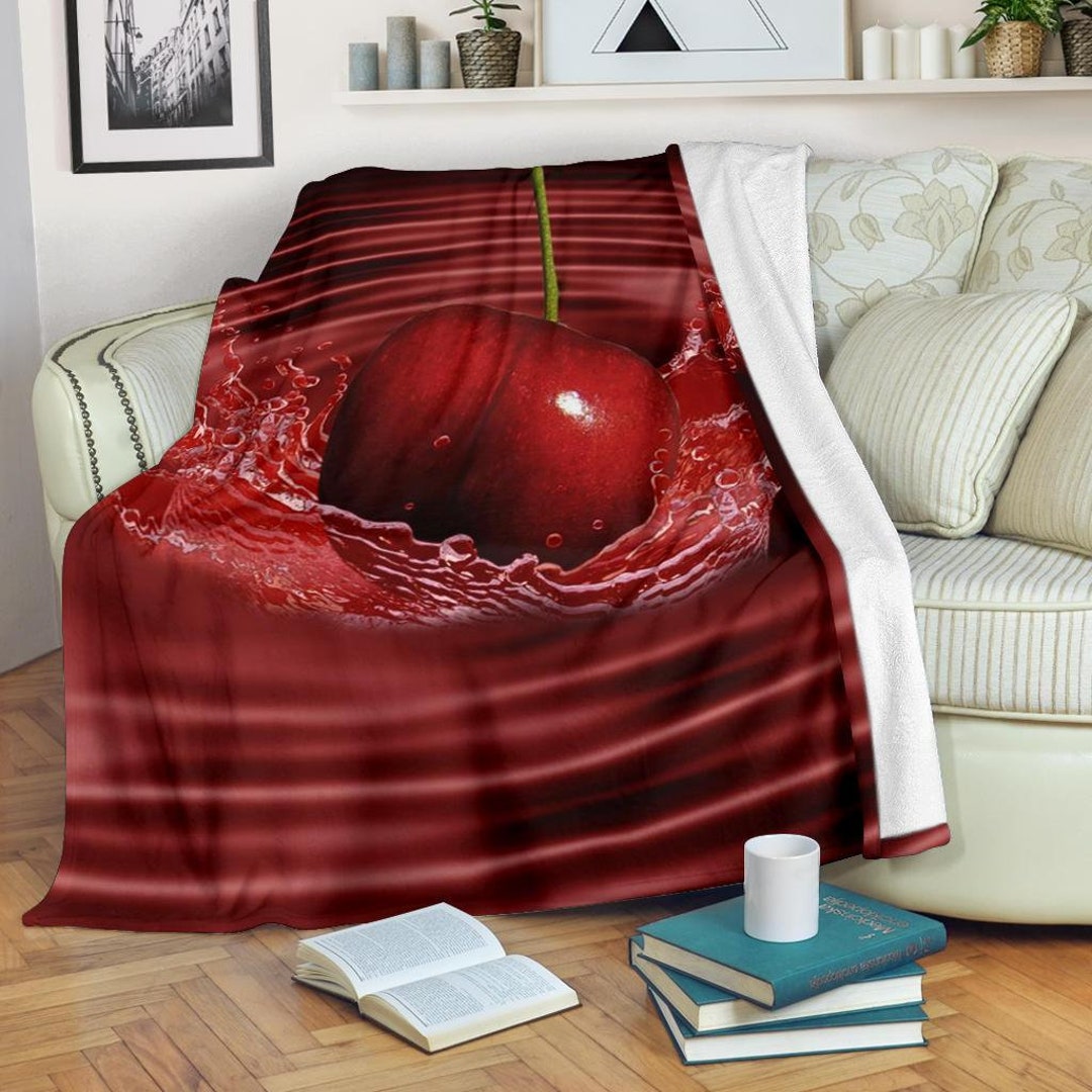 Cherry Blanket / Fruit Throw Blanket / Cherry Fleece Blanket / Cherry ...