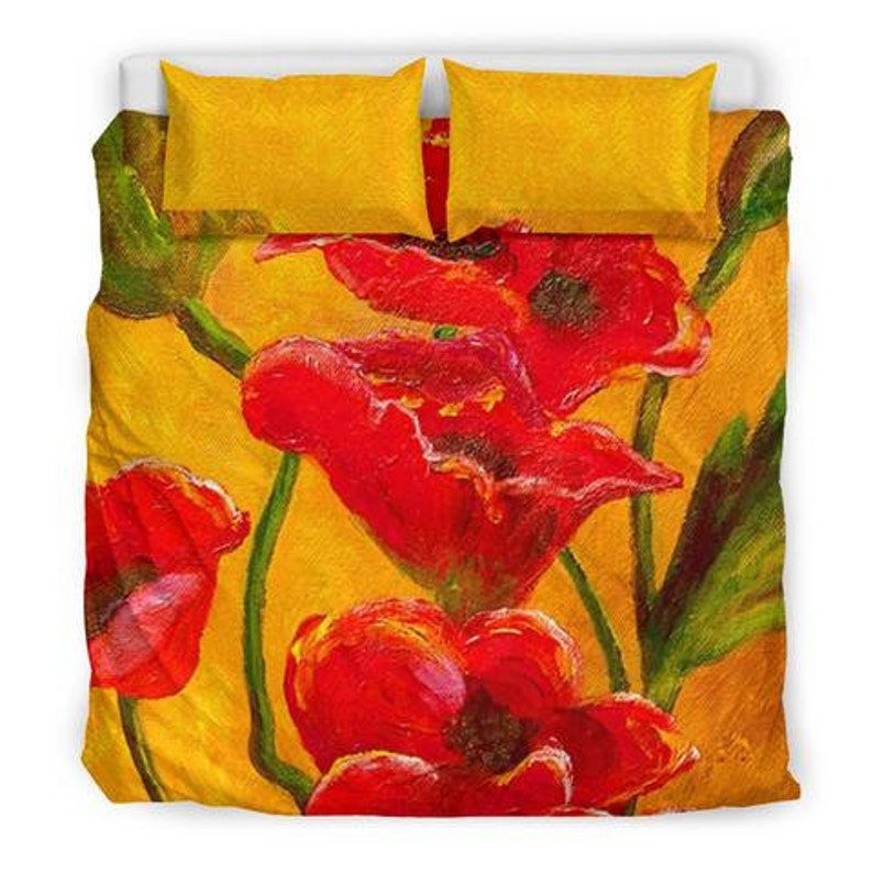 Poppies Duvet Cover and Pillow Covers Poppies Bedding Set - Etsy