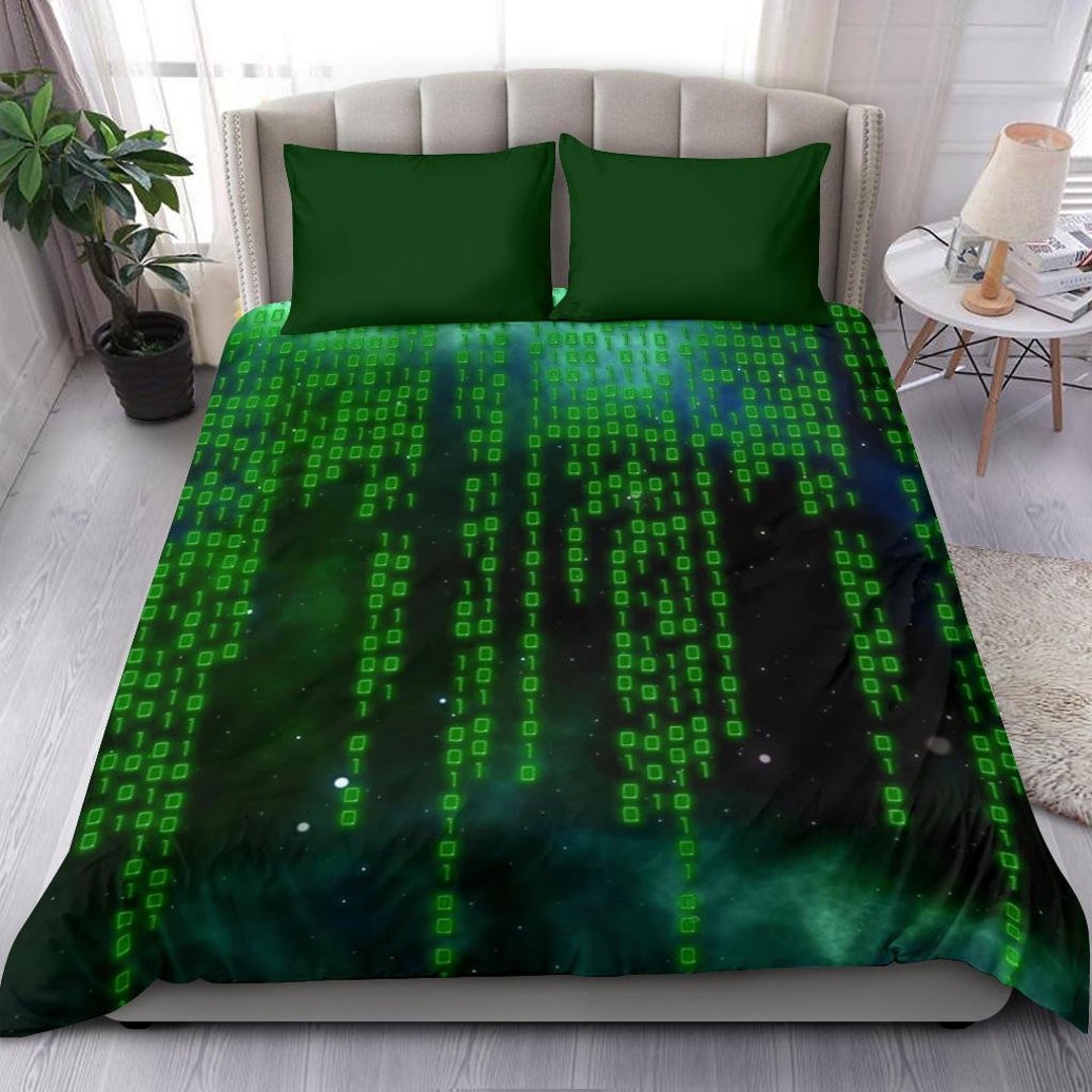 Code Duvet Cover and Pillow Covers - Matrix Code Bedding Set - Matrix ...