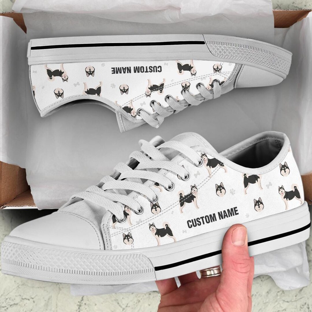 Alaskan Malamute Dog Custom Name Sneakers / Malamute Low Top Shoes ...