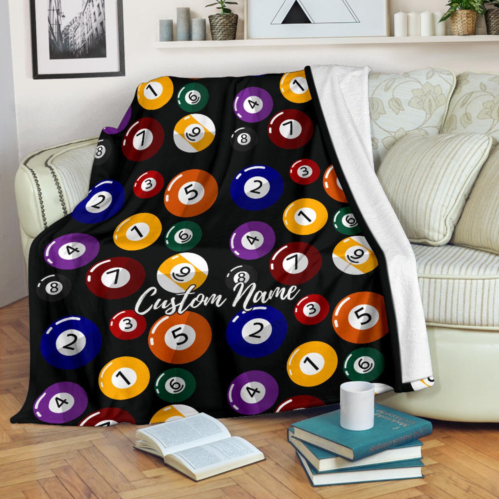Custom Name Billiard Balls Fleece Throw Blanket - Etsy