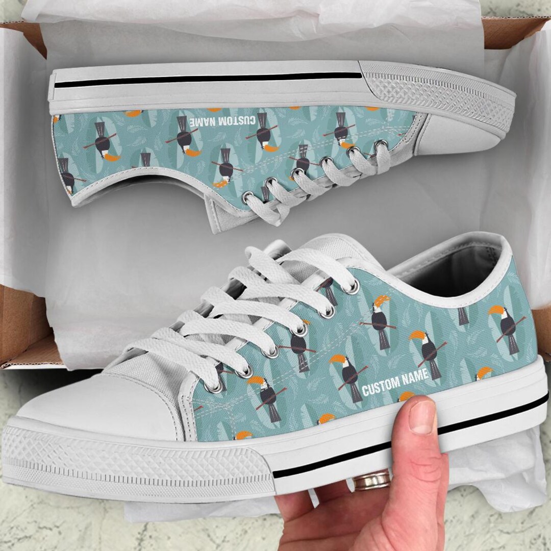 Custom Name Toucan Sneakers: Jungle Parrot Low Top Shoes - Etsy
