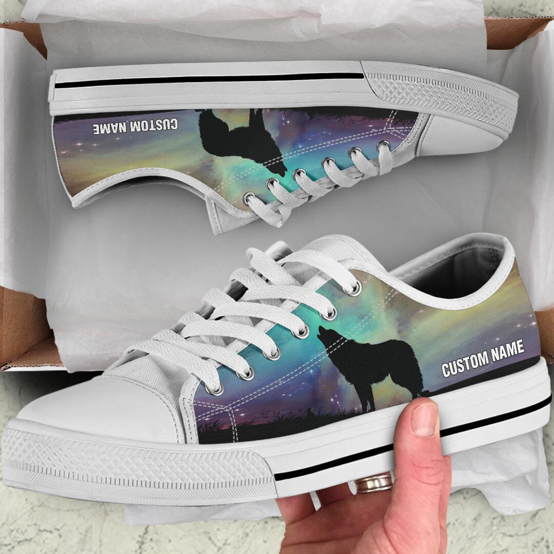 Wolf Custom Name Sneakers / Wolf Low Top Shoes / Wolf Low Top Sneakers ...