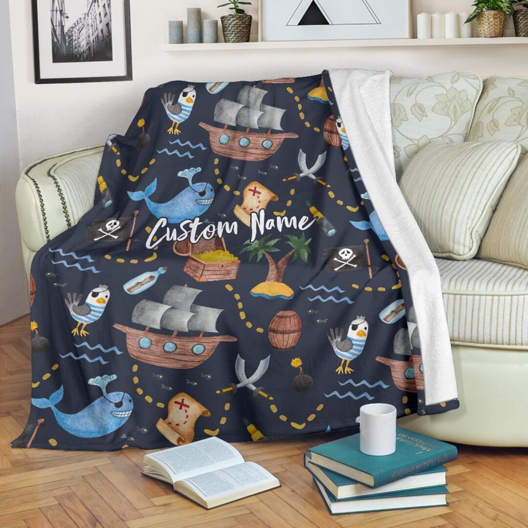 Pirate Adventure Custom Name Fleece Blanket - Etsy