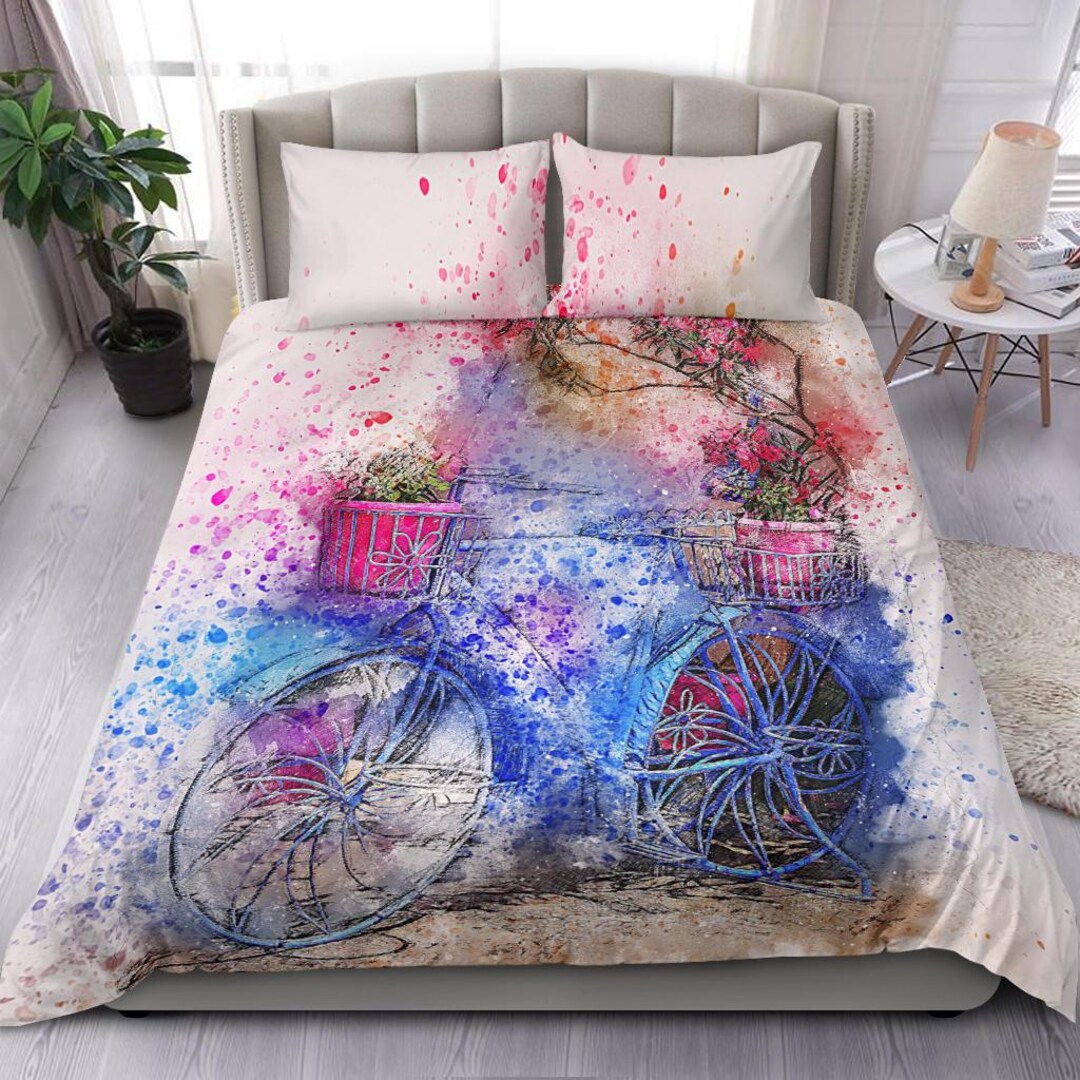 Bicycle Duvet Cover and Pillow Covers - Bicycle Bedding Set - Bicycle ...