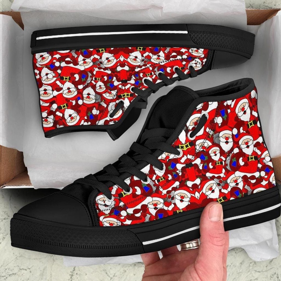 Santa Claus High Top Shoes / Christmas Custom Print Shoes / Santa Claus ...