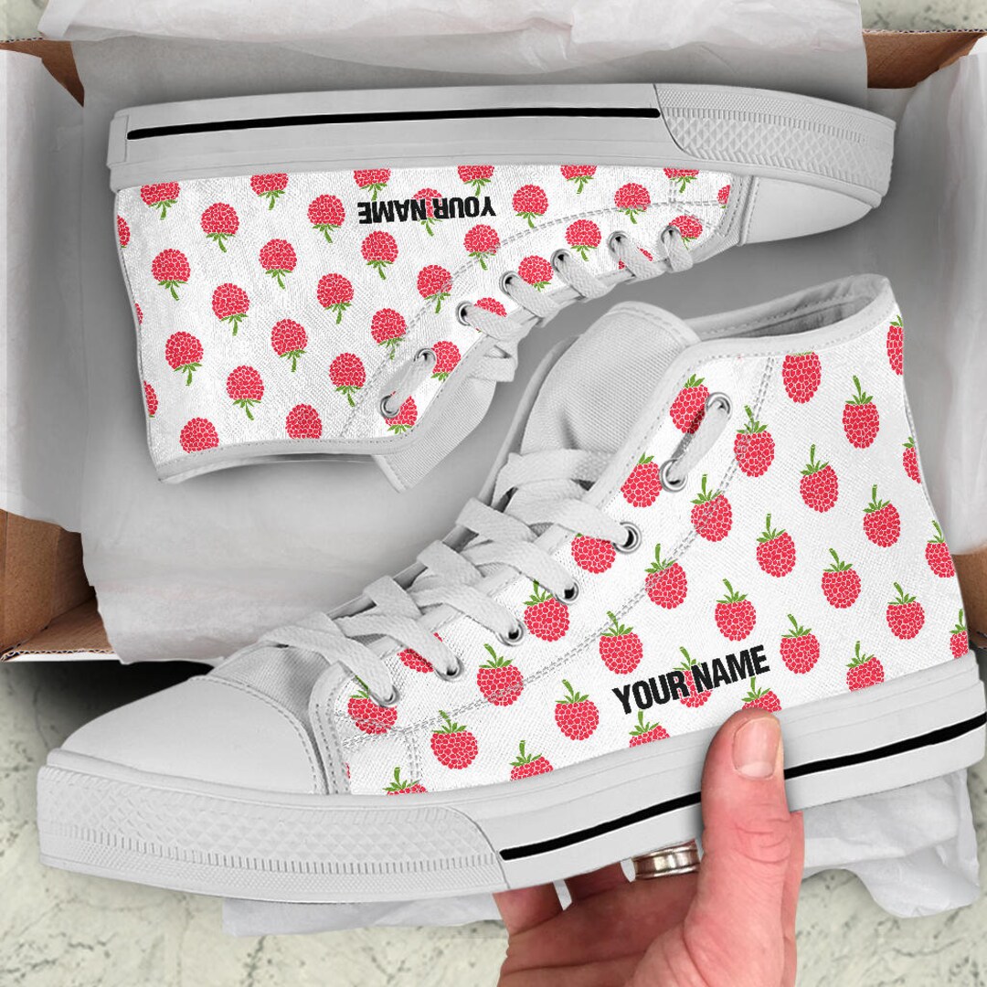 Raspberry Custom Name High Top Sneakers / Raspberry High Top Shoes ...