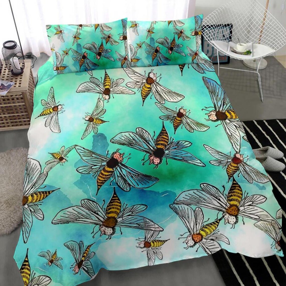 Bee Duvet Cover and Pillow Covers Bee Bedding Set Bee Bed - Etsy