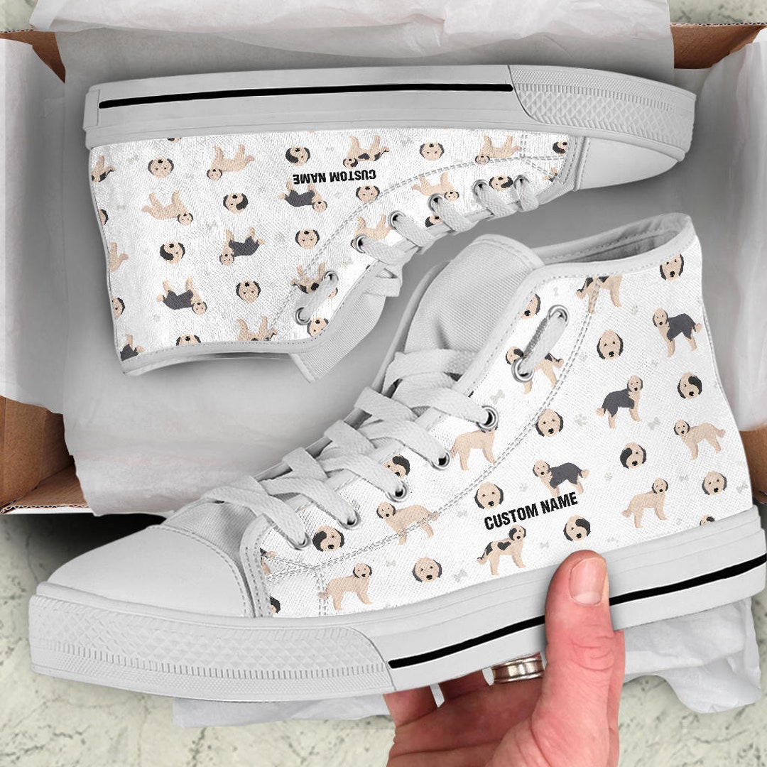 Sheepadoodle Dog Custom Name High Top Sneakers / Sheepadoodle High Top ...