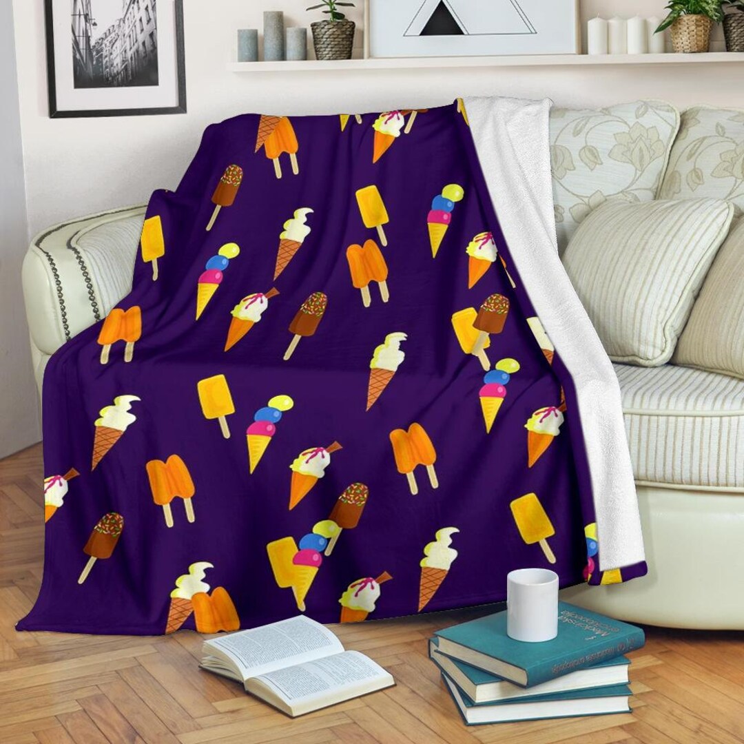Ice Cream Blanket / Summer Decor Blanket / Ice Cream Cones Blanket ...