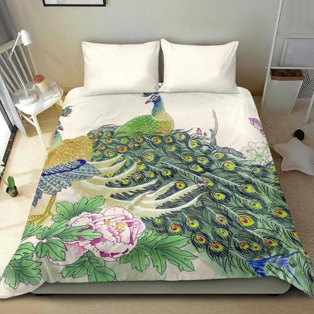 Peacock Duvet Cover and Pillow Covers Peacock Bedding Set - Etsy