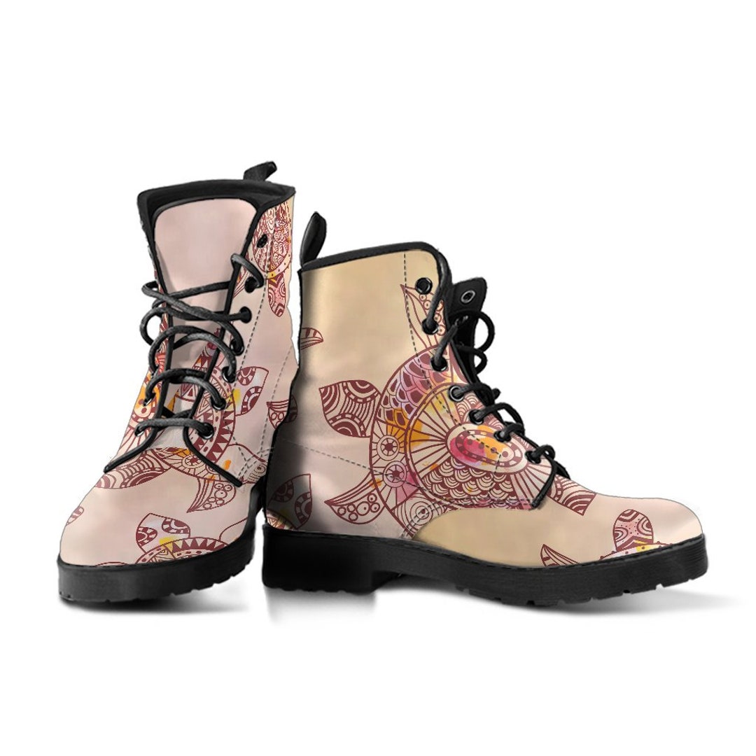 Botas de cuero tortuga, estampado personalizado hecho a mano, botas de ...
