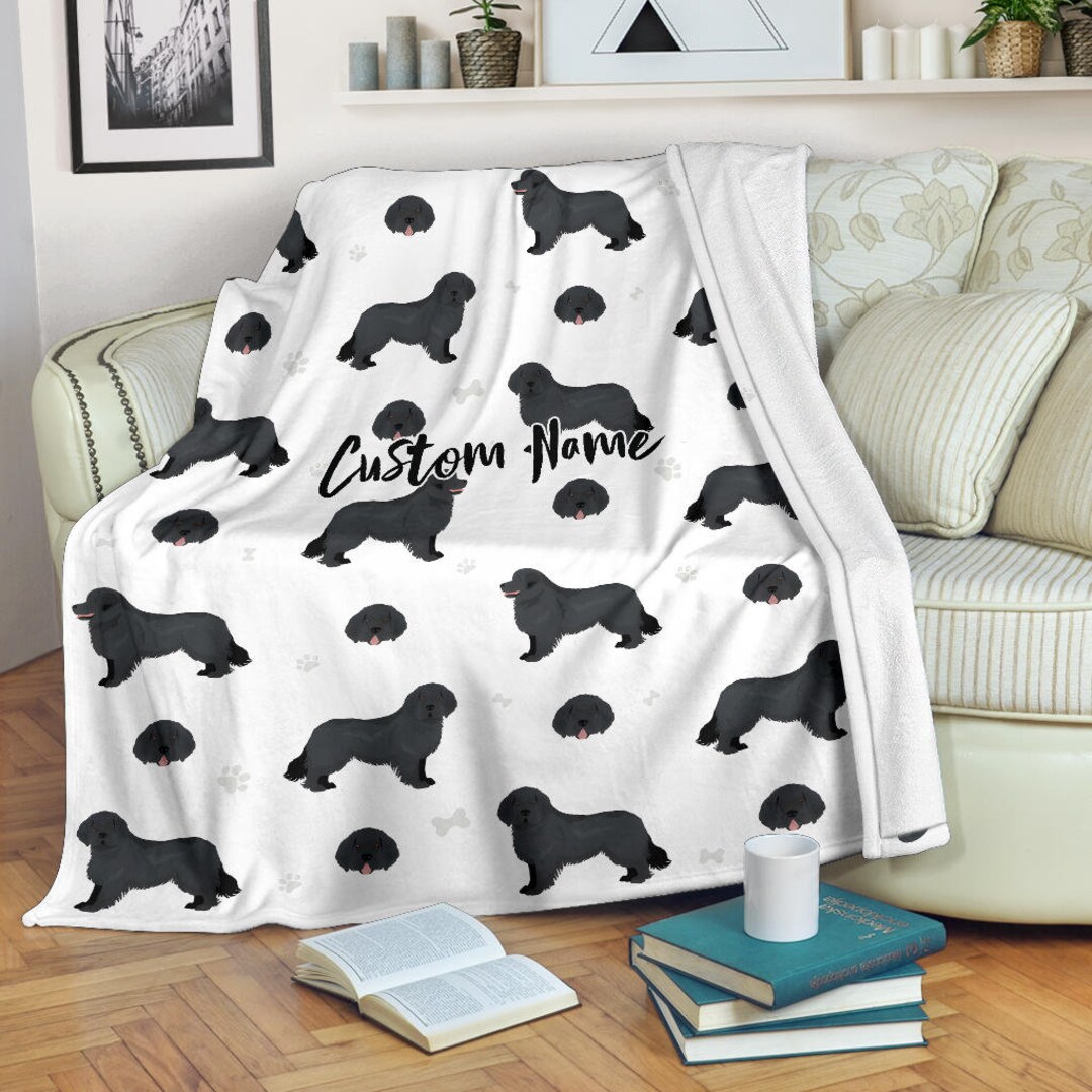 Newfoundland Dog Custom Name Blanket / Newfoundland Throw Blanket ...
