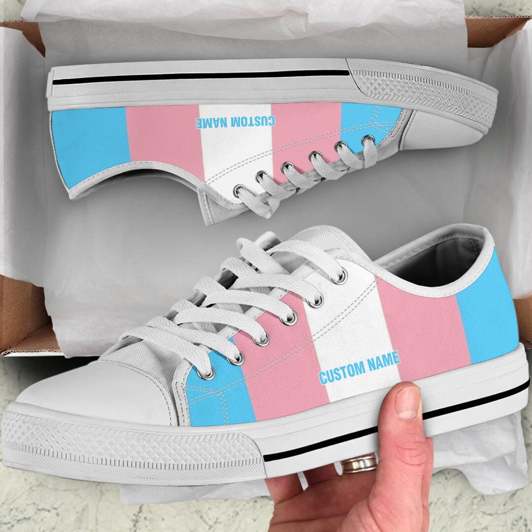 Transgender Flag Custom Name Sneakers / Transgender Low Top Shoes ...
