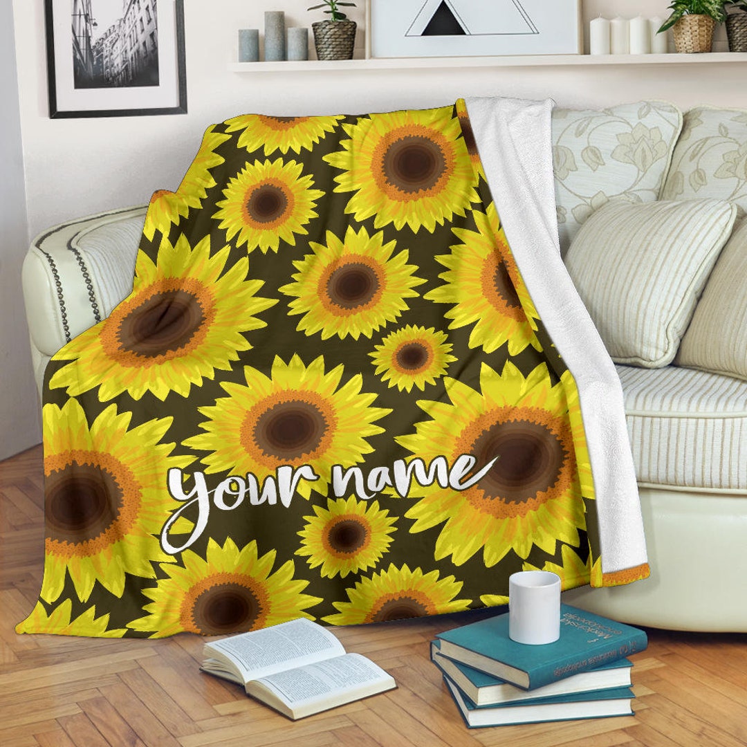 Sunflowers Custom Name Blanket / Sunflowers Throw Blanket / Sunflowers ...