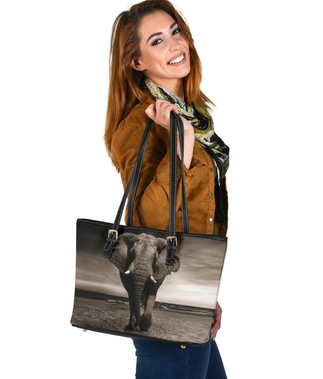Elephant Handbag Leather Tote Bag Double-sided Print for Her - Etsy