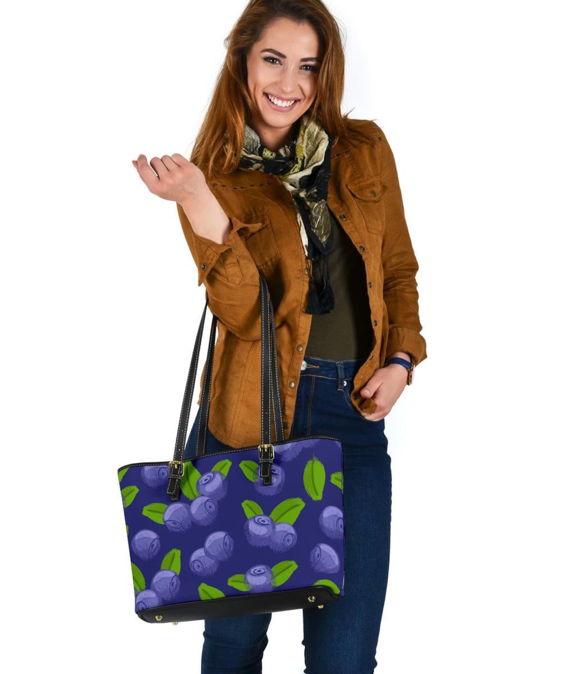 Blueberry Handbag Leather Tote Bag Double-sided Print for Her - Etsy