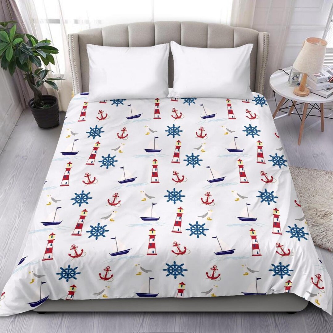 Nautical Duvet Cover and Pillow Covers - Nautical Bedding Set ...