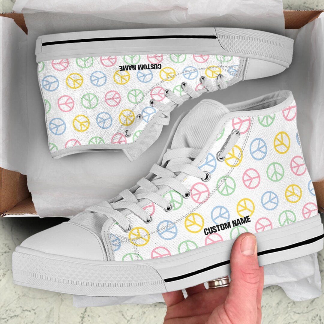 Peace Custom Name High Top Sneakers / Peace High Top Shoes / Peace ...