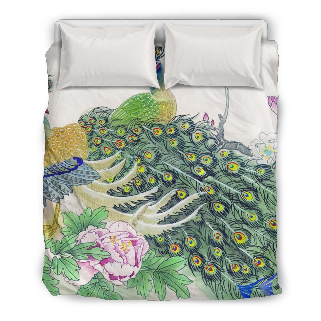 Peacock Duvet Cover and Pillow Covers Peacock Bedding Set - Etsy