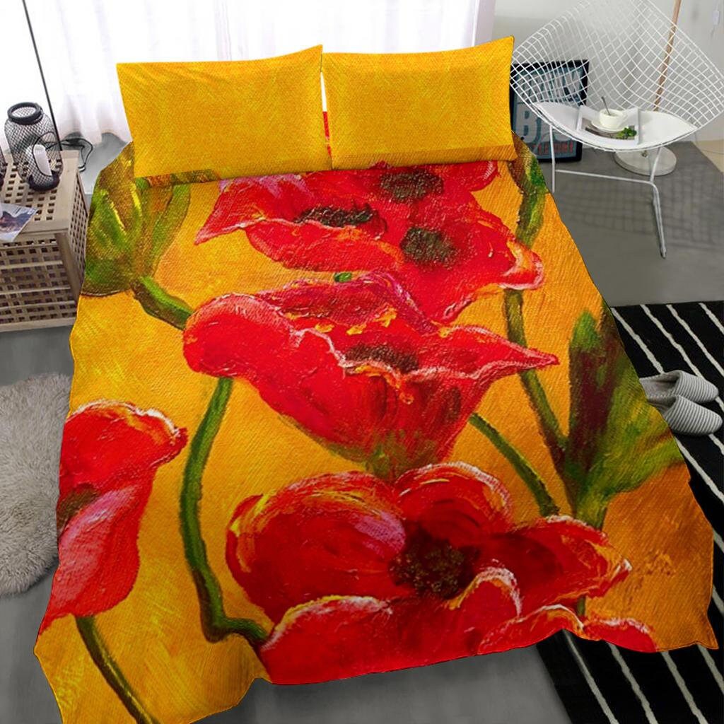 Poppies Duvet Cover and Pillow Covers Poppies Bedding Set - Etsy
