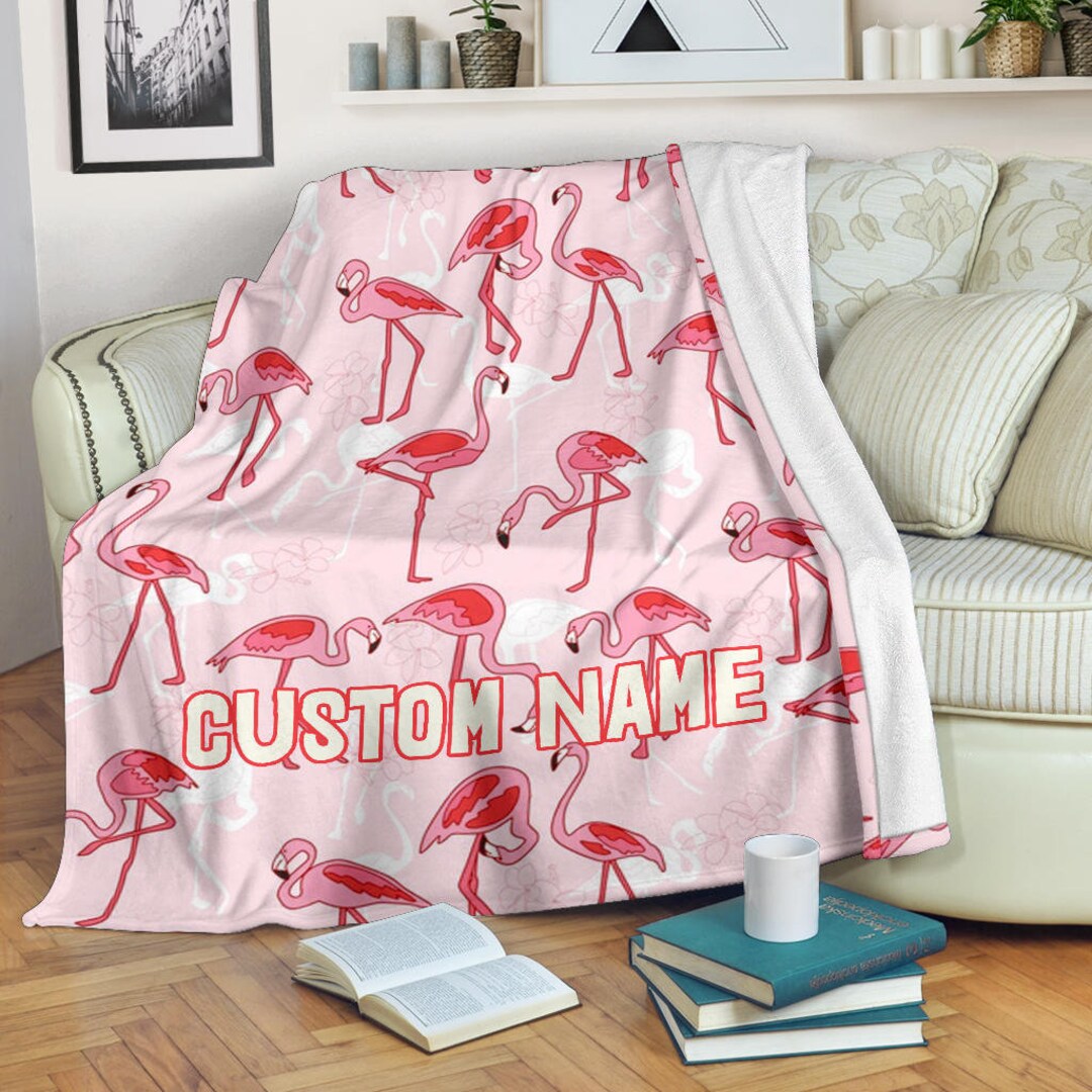 Flamingo Custom Name Blanket / Pink Flamingo Throw Blanket / Flamingo ...