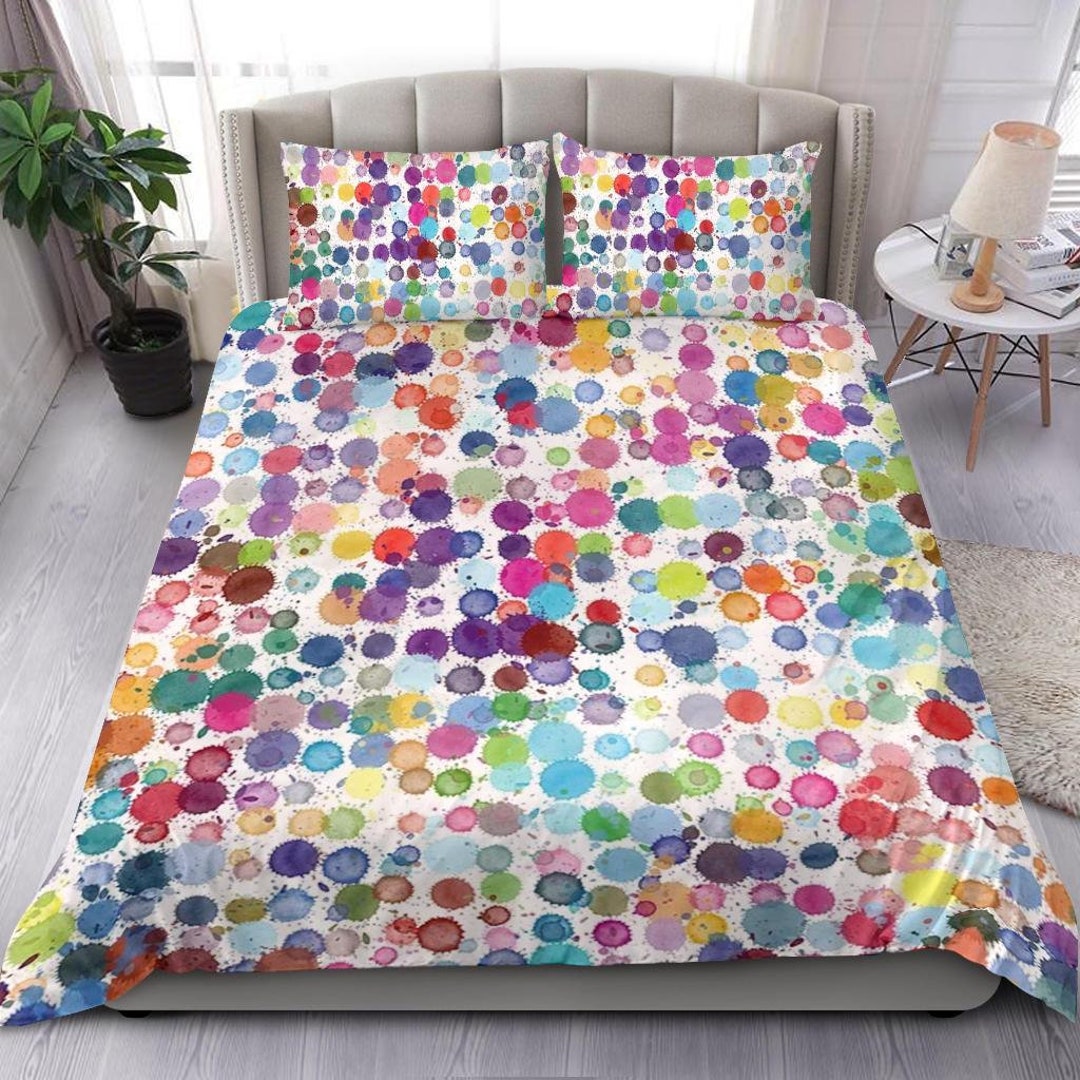 Polka Dots Duvet Cover and Pillow Covers - Polka Dots Bedding Set ...