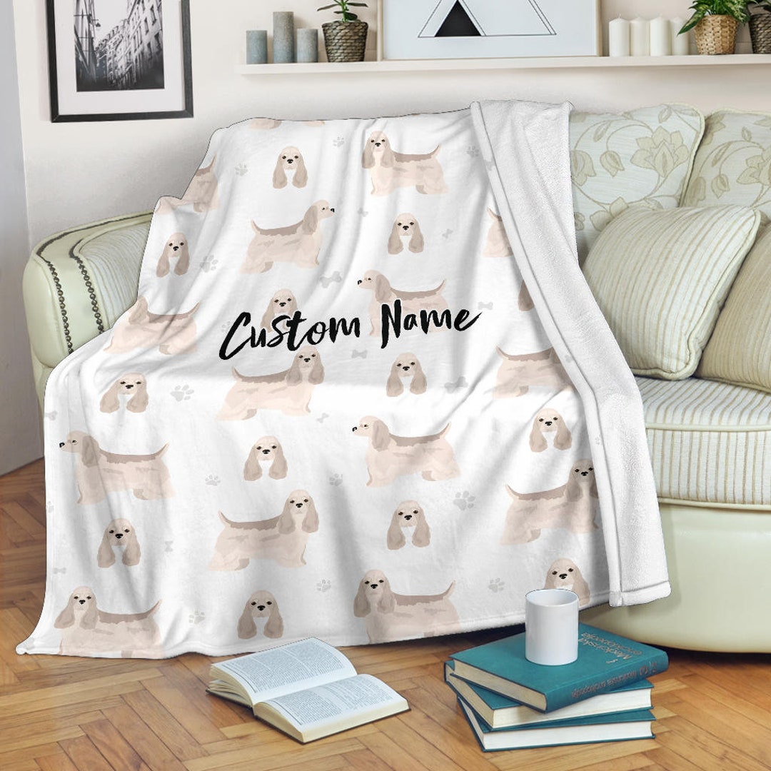 American Cocker Spaniel Custom Name Blanket / Cocker Spaniel Throw ...